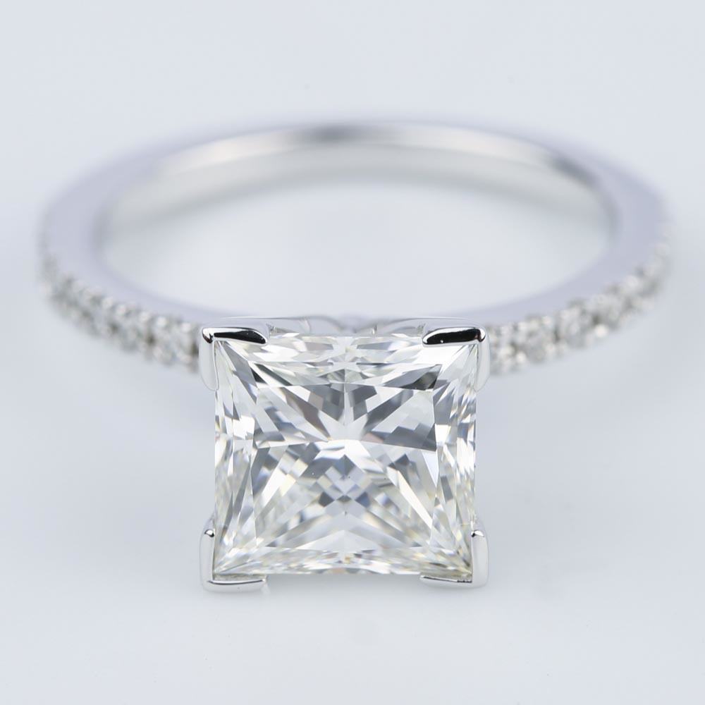 Petite Pave Princess Diamond Engagement Ring (2.50 ct.)