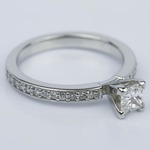 Princess Diamond Engagement Ring with Pave Band (0.54 ct.)