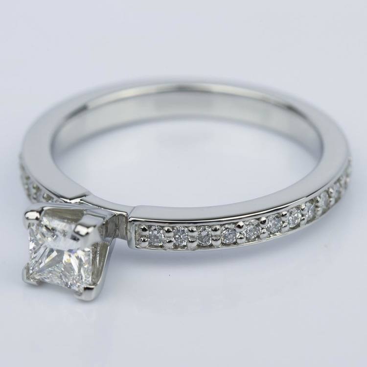 Princess Diamond Engagement Ring with Pave Band (0.54 ct.)