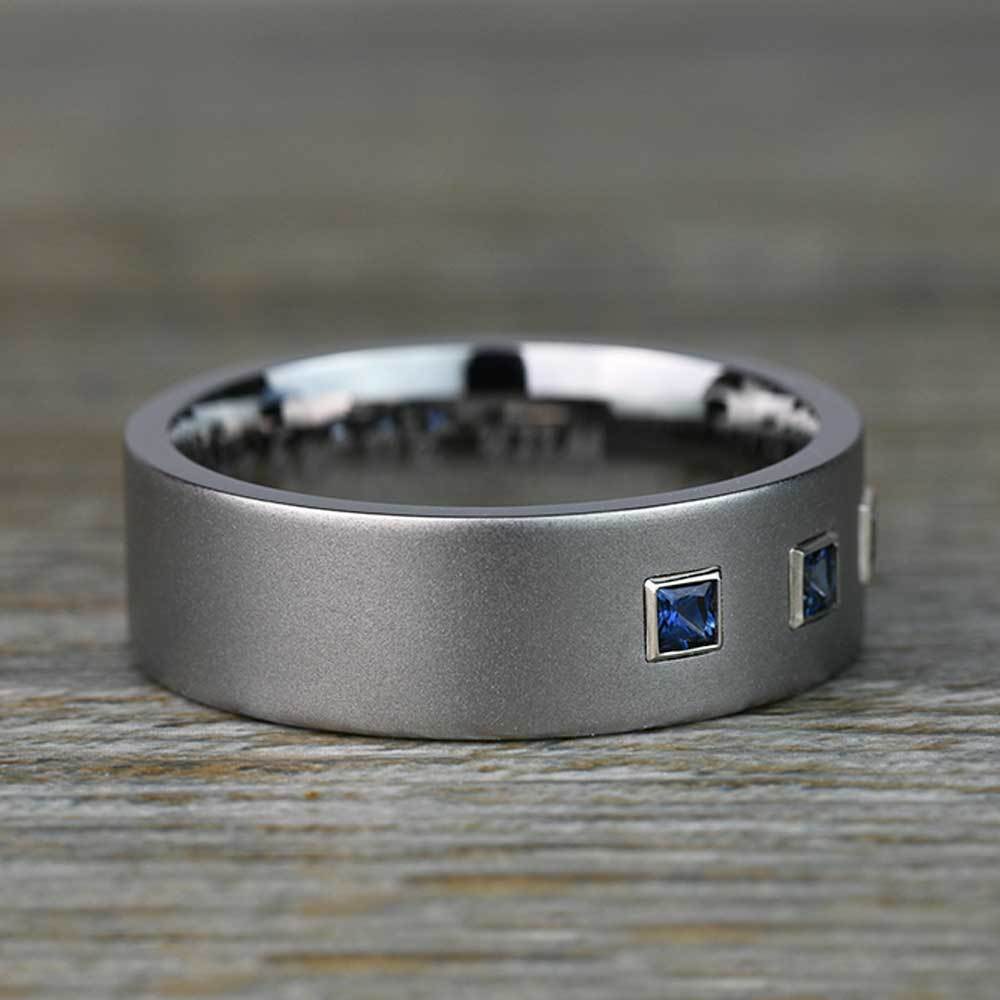 Sapphire & Titanium Mens Engagement Ring
