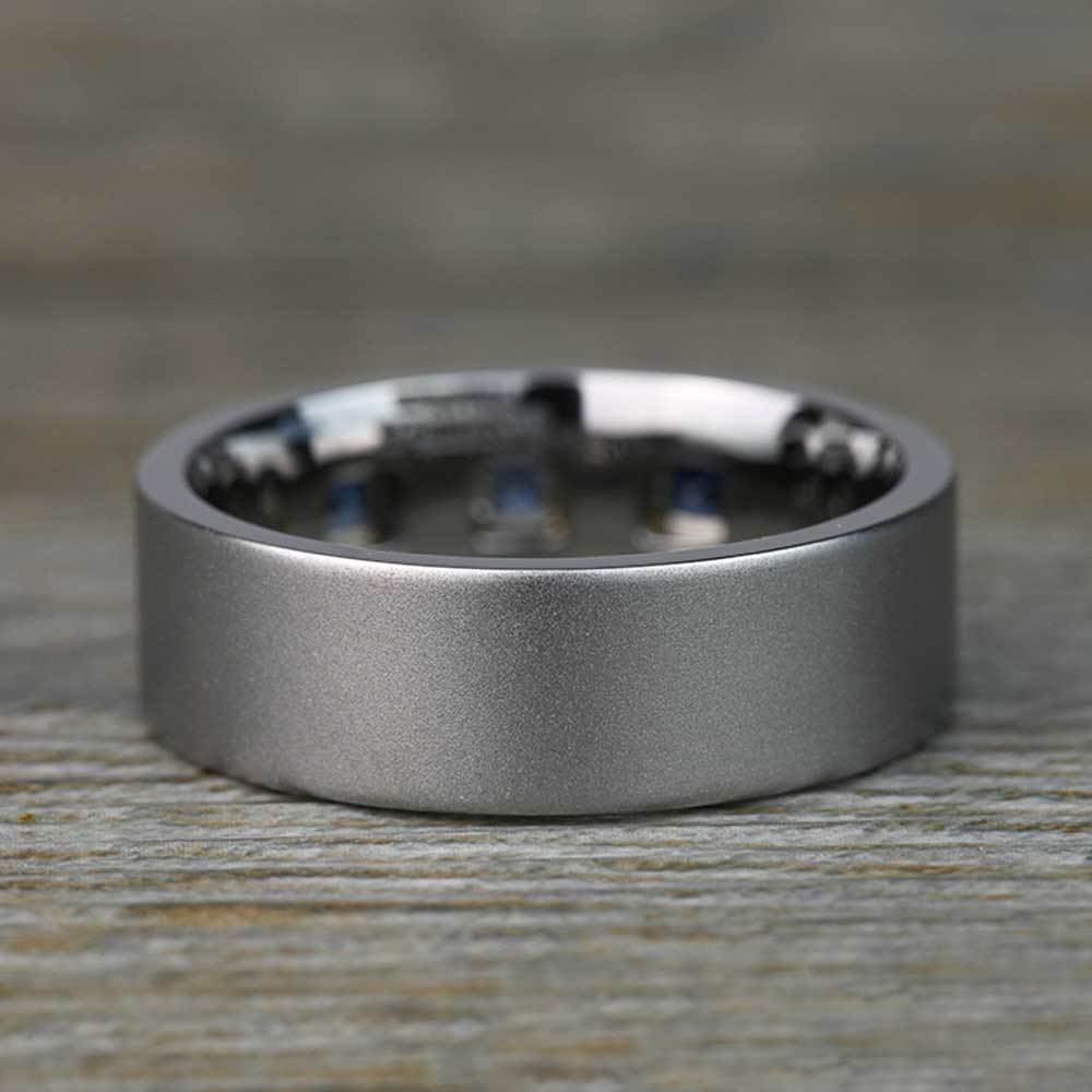 Sapphire & Titanium Mens Engagement Ring