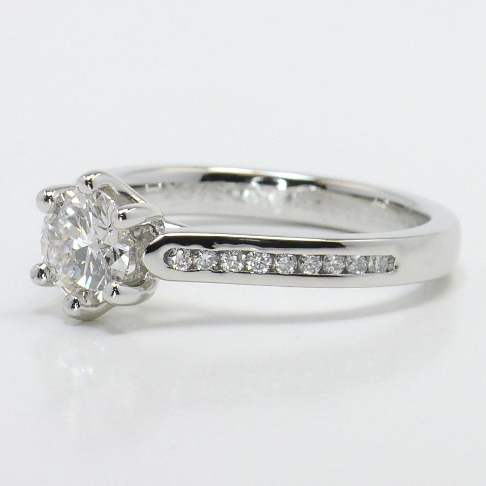 6 Prong Round Diamond Engagement Ring In Platinum