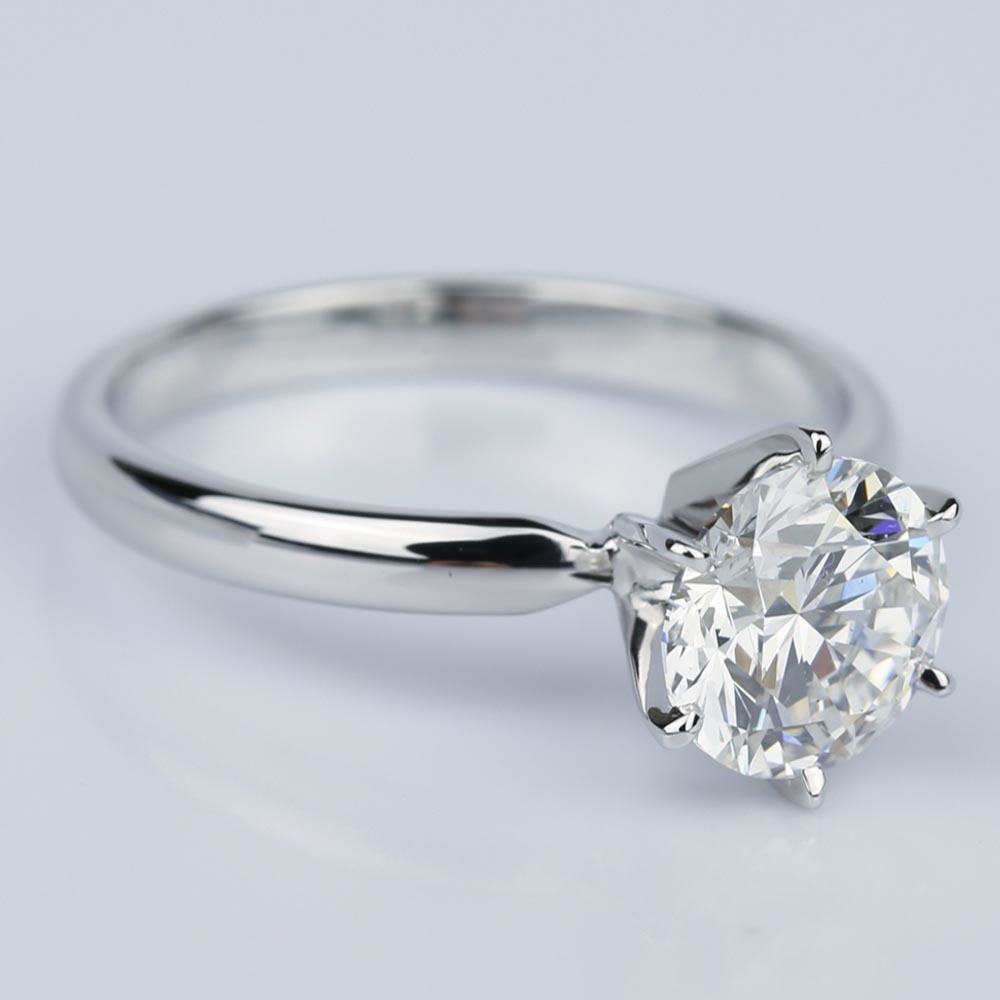 6 Prong Round Solitaire Engagement Ring In White Gold