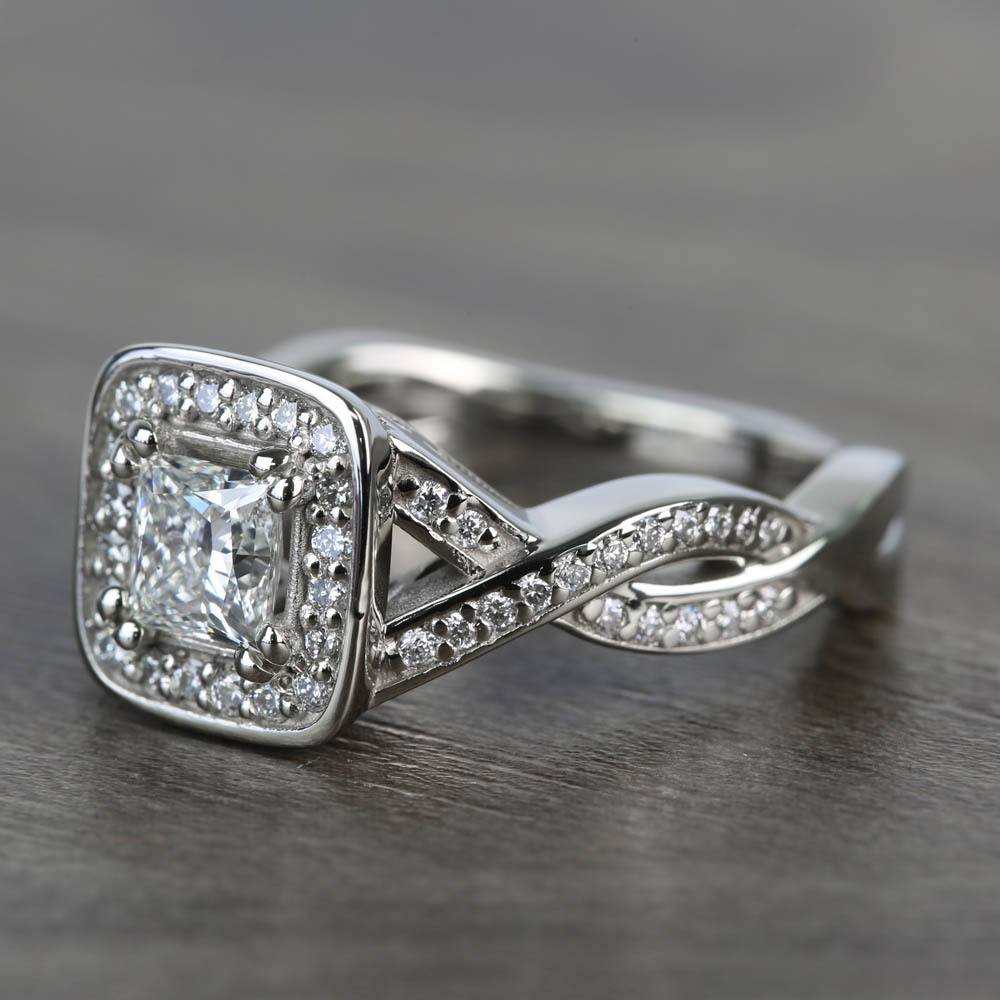 Princess Cut Diamond Split Shank Engagement Ring