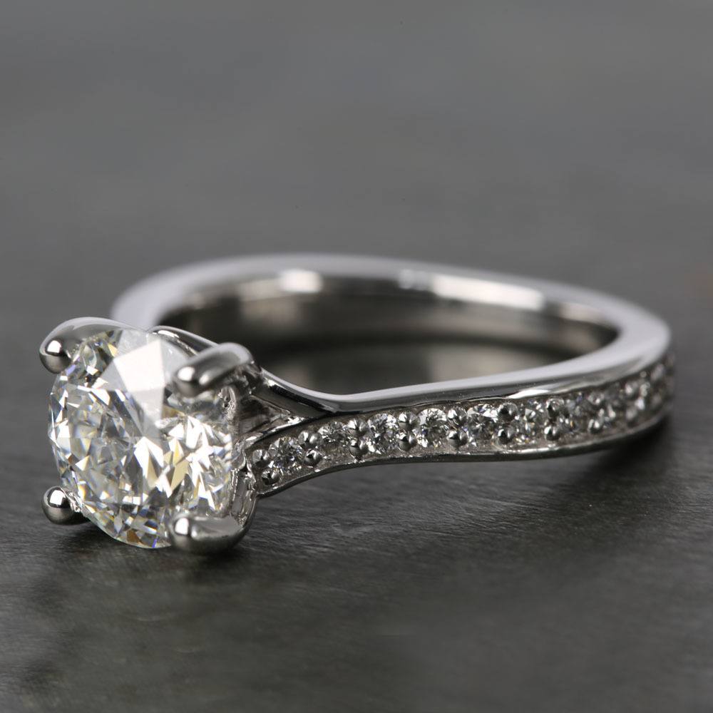 Split Shank Bead-Set Diamond Engagement Ring (1.50 Carat)