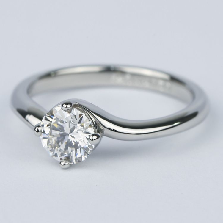 Swirl Style Round Diamond Solitaire Engagement Ring (0.81 ct.)