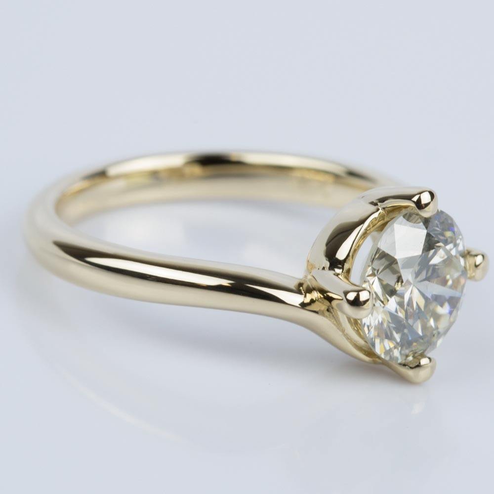 Gold Swirl Solitaire Diamond Engagement Ring (1.60 Ct)