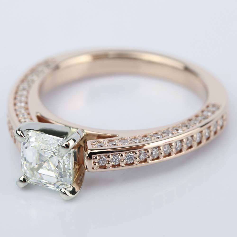 3 Sided Pave Diamond Engagement Ring With Asscher Diamond (1.20 Ct)