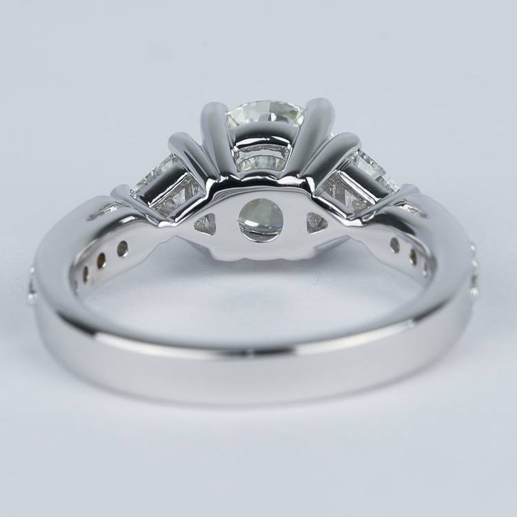 Round Trellis Diamond Engagement Ring with Trillion Side Diamonds