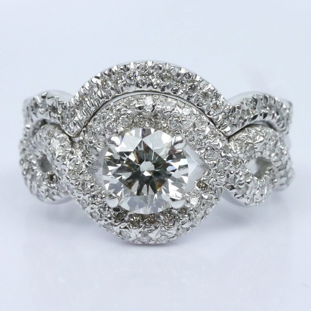 Twisted Pave Engagement Ring Wedding Set