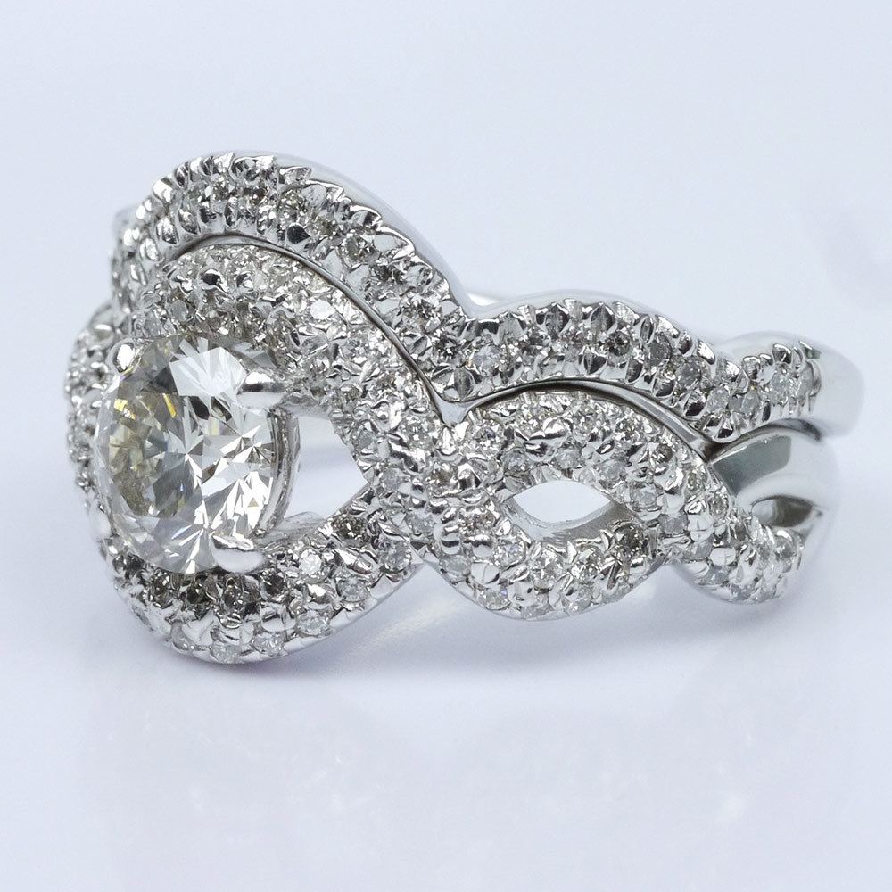 Twisted Pave Engagement Ring Wedding Set