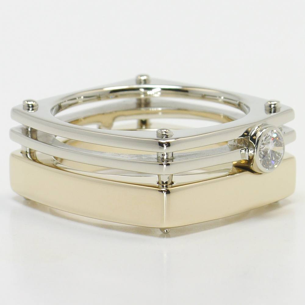Mens Square Diamond Ring With Rounded Edges (0.30 Carat)