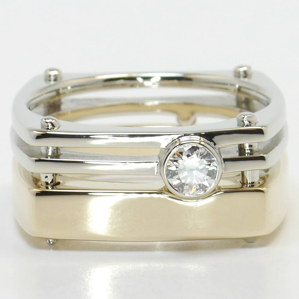 Mens Square Diamond Ring With Rounded Edges (0.30 Carat)