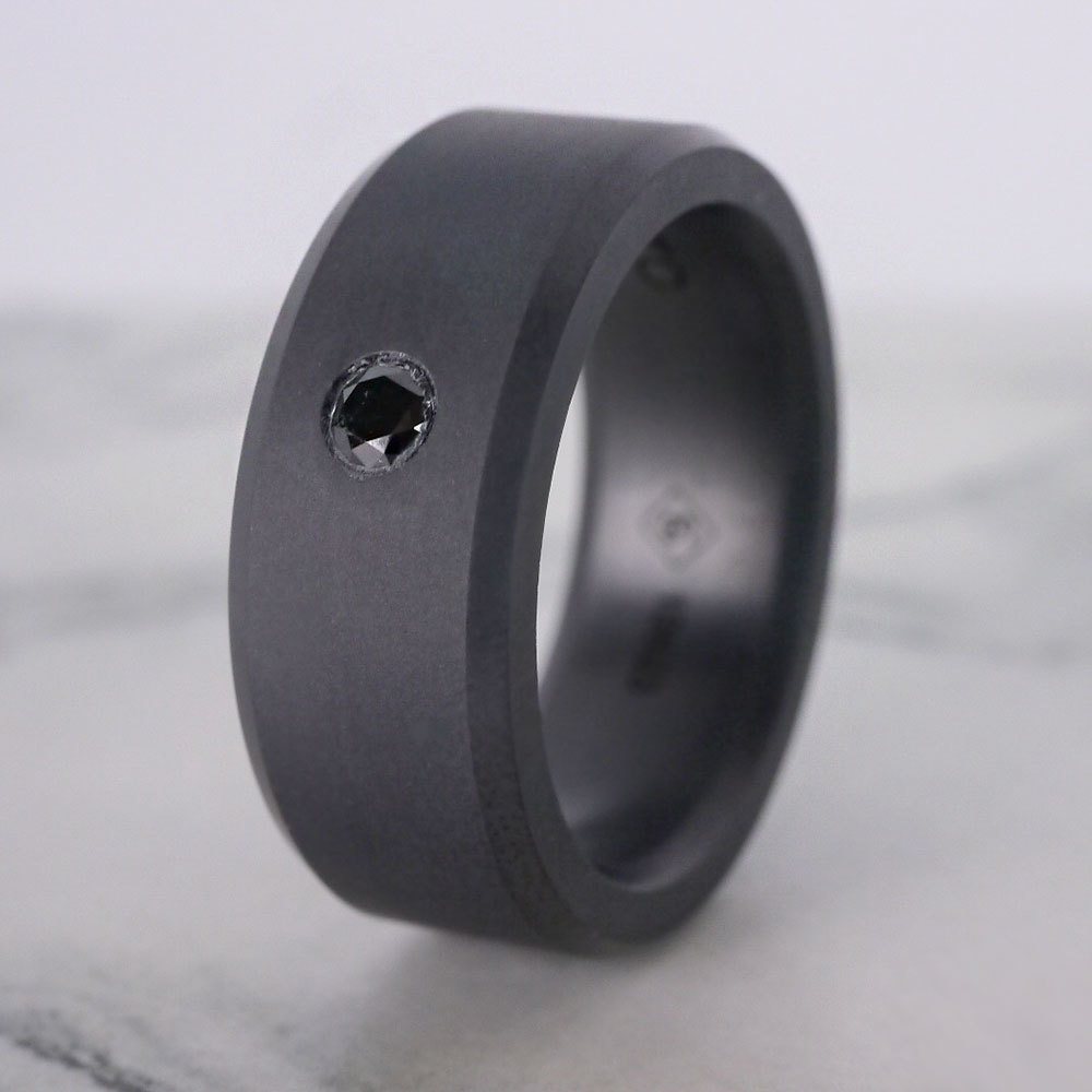 Ares Matte Inset Black Diamond Elysium Band | Brilliance Mens Bands (8mm)
