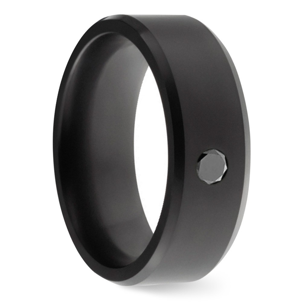 Ares Matte Inset Black Diamond Elysium Band | Brilliance Mens Bands (8mm)