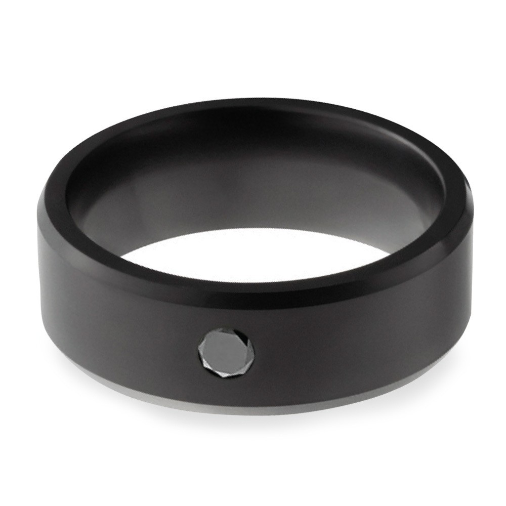 Ares Matte Inset Black Diamond Elysium Band | Brilliance Mens Bands (8mm)