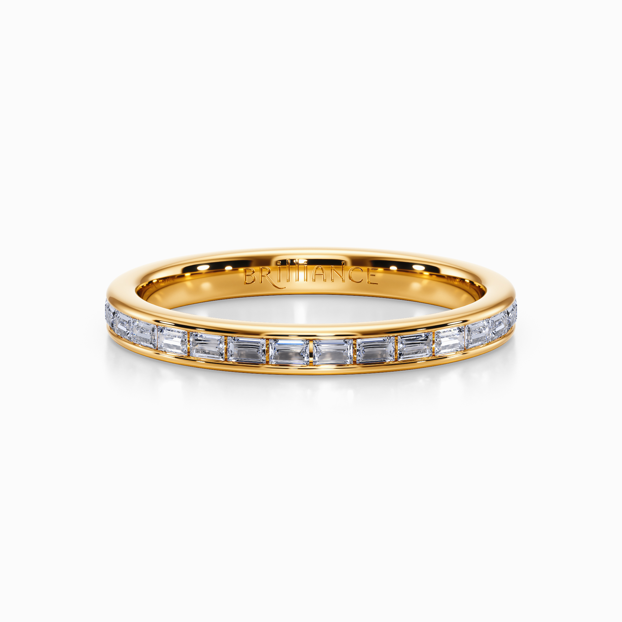 Baguette Eternity Channel Diamond Wedding Band in Yellow Gold