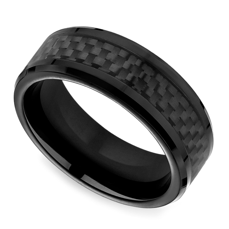Black Carbon Fiber Men s Wedding Ring In Cobalt Black Carbon Fiber Men s Wedding Ring In Cobalt