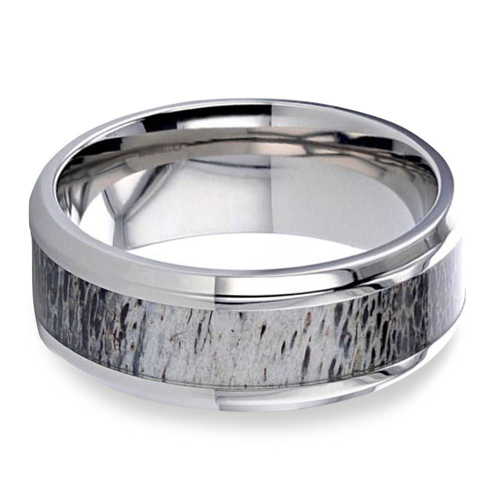 Deer Antler Inlay Wedding Band For Men