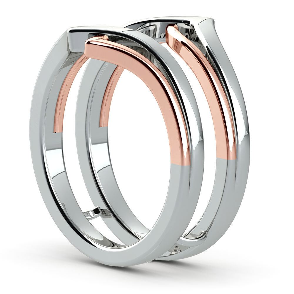 Chevron Two Tone Ring Enhancer In 14k White And Rose Gold