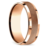 Cross Hatch Design Mens Wedding Band In Rose Gold