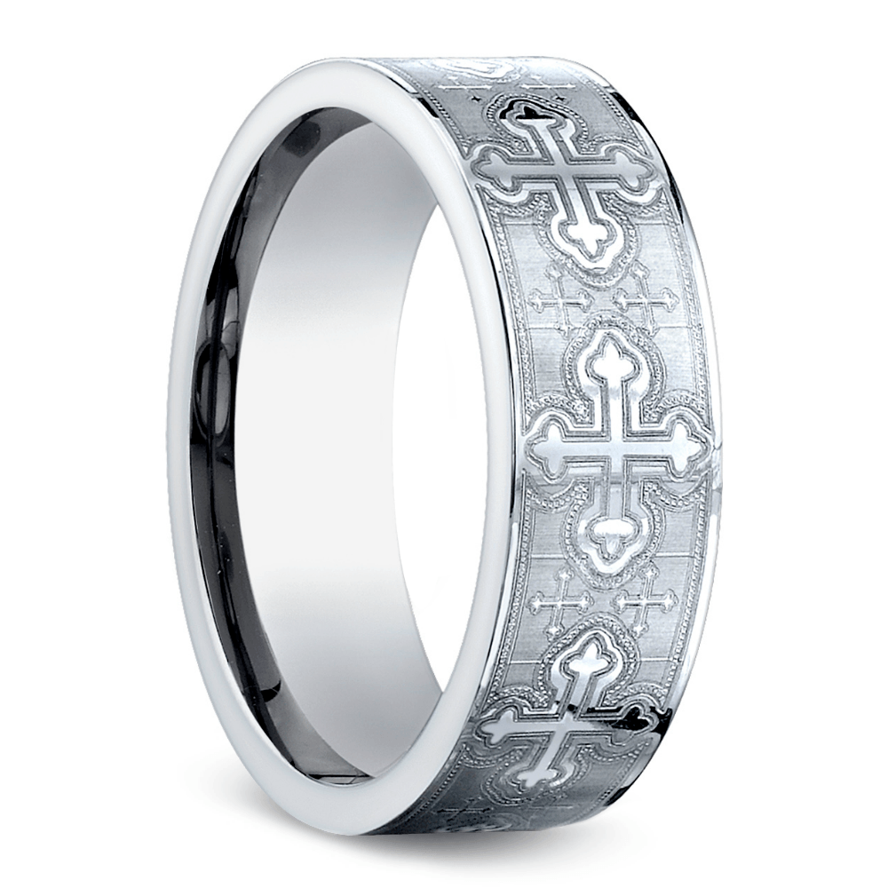 Mens Celtic Cross Wedding Band In Cobalt (7.5 mm)