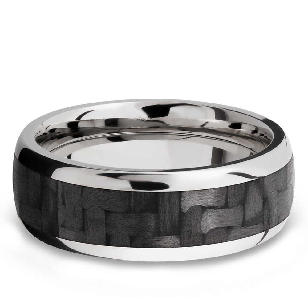 Cobalt Chrome Mens Wedding Ring With Carbon Fiber Inlay