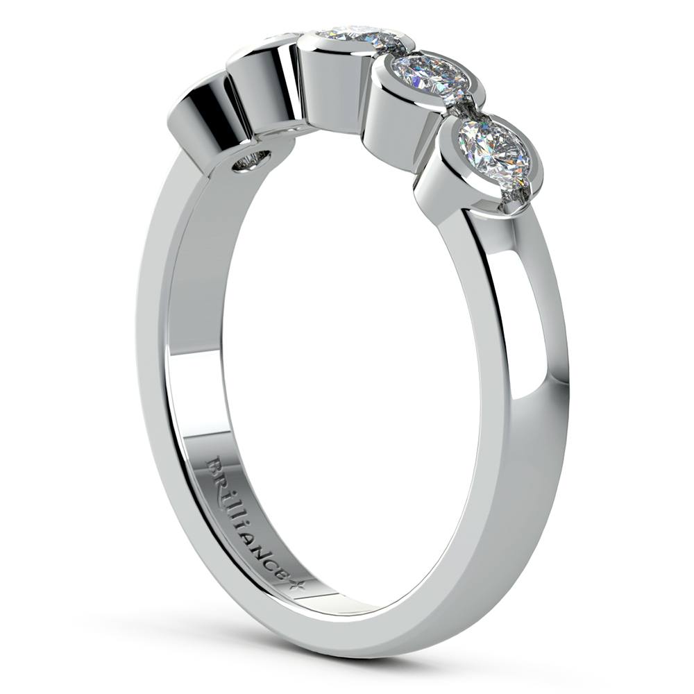 Half Bezel Diamond Wedding Ring in Platinum