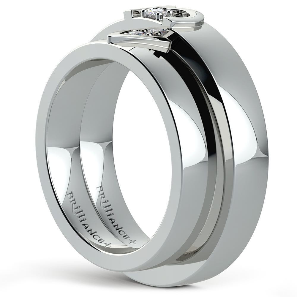 Matching Split Heart Diamond Wedding Ring Set in Palladium