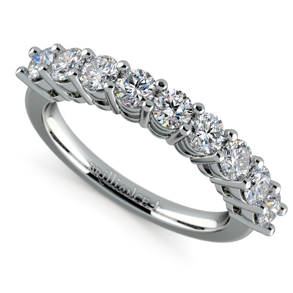Nine Stone Diamond Wedding Ring In White Gold (1 Ctw)