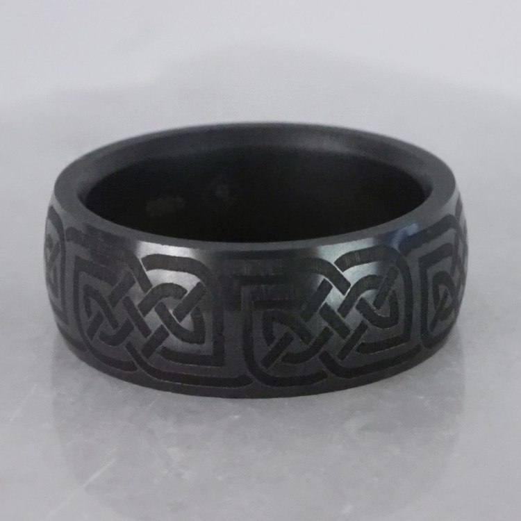Nyx - Polished Celtic Design Mens Elysium Wedding Band (8mm)