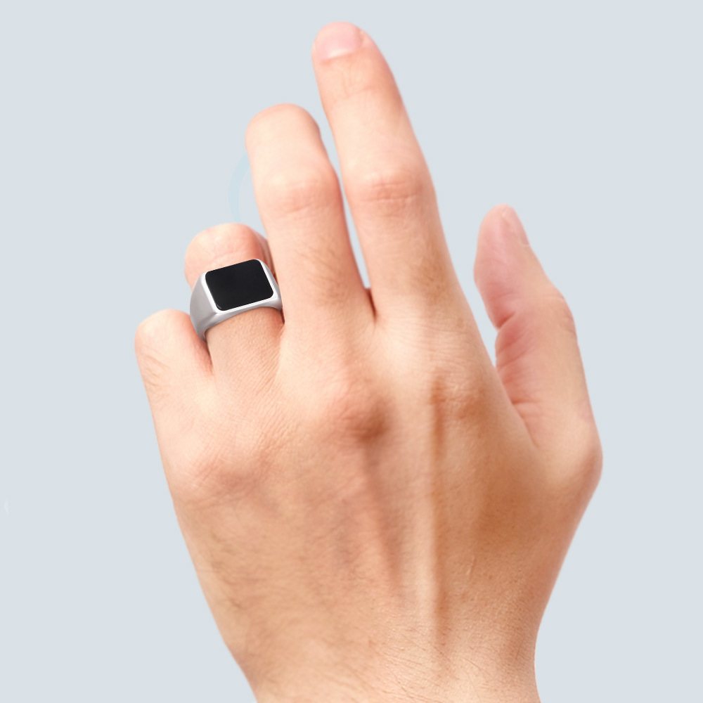 Perseus Titanium Signet Ring | Elysium Black Diamond Ring