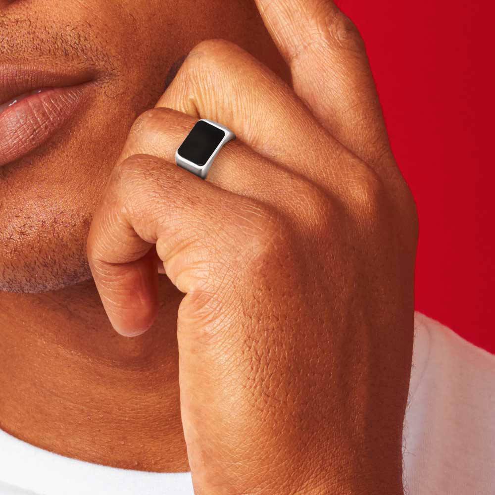 Perseus Titanium Signet Ring | Elysium Black Diamond Ring