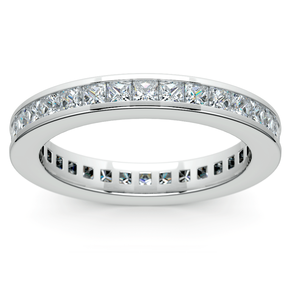 Princess Cut Channel Set Eternity Band In White Gold (1 3/4 Ctw)
