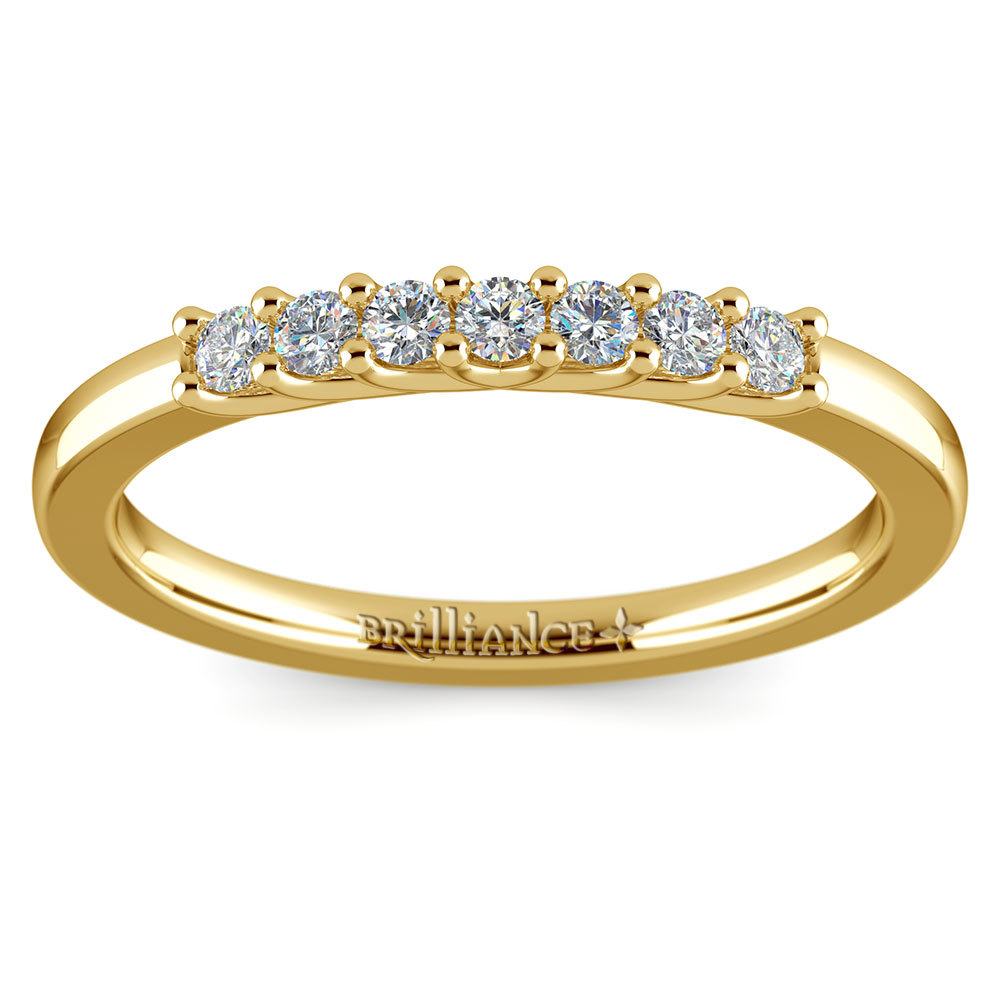 Gold Seven Stone Diamond Band Ring - Trellis Design